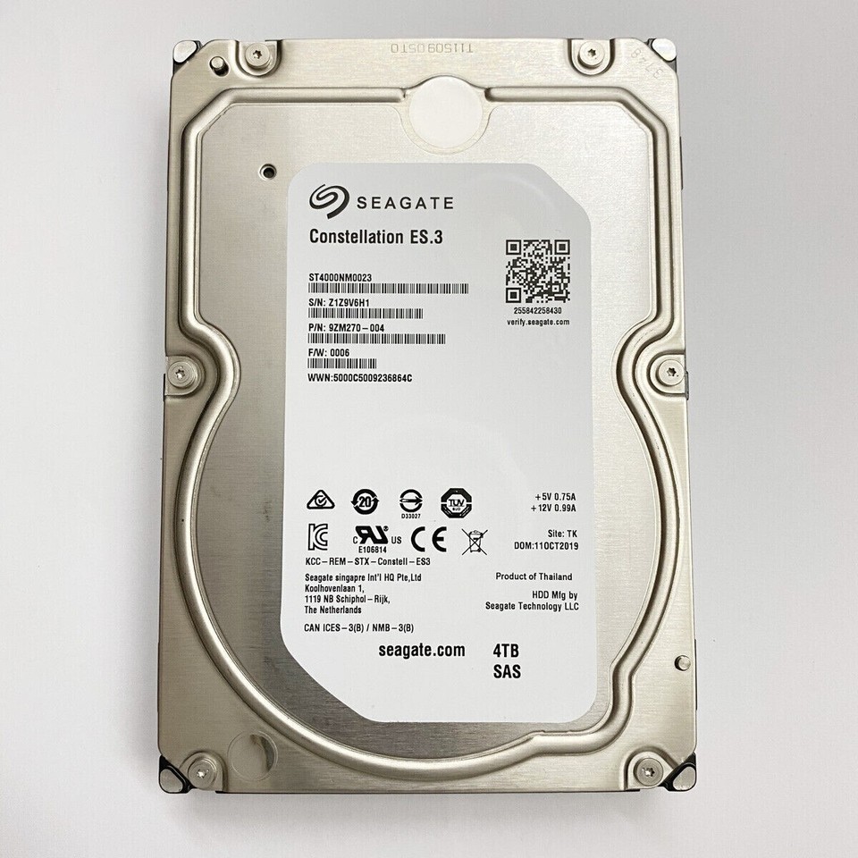 Seagate ES.3 ST4000NM0023 4TB 7.2K RPM 6Gb/s 128MB 3.5" SAS Hard Drive ...