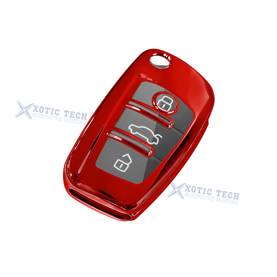 1pc Red TPU Smart Folding Key Fob Cover Protector For Audi A4 A6 A8 Q2 ...