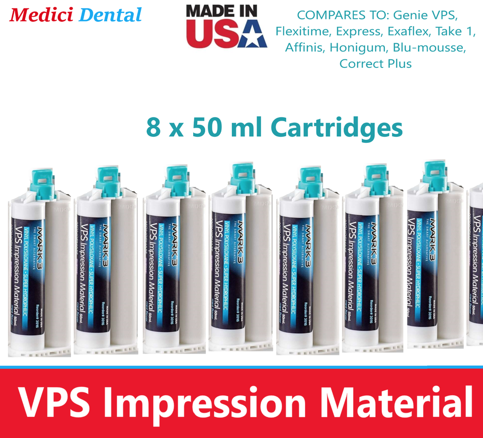 Dental MEDIUM BODY REGULAR SET VPS Impression Material PVS 50ML, 1-16 ...