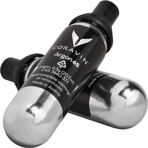 Coravin Pure Capsules Pack of 2 Argon Gas Cartridges for Wine Bottle ...