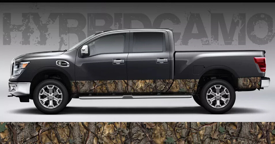 Camo "Hybrid" Hunting Camouflage Rocker Panel Decal Wrap Kit For Truck ...