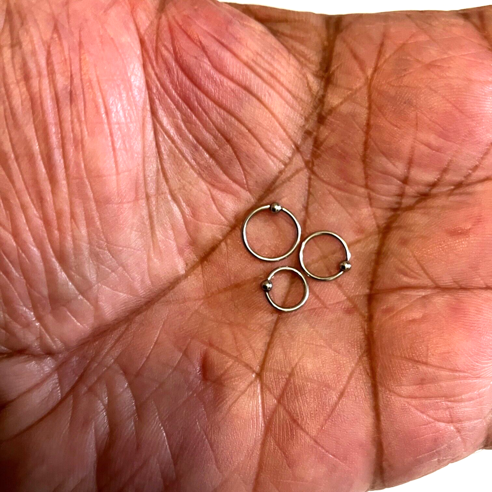 STERILIZED EASIEST Thin 20g SMALLEST 6mm with TINY TINY 2mm Ball NOSE ...