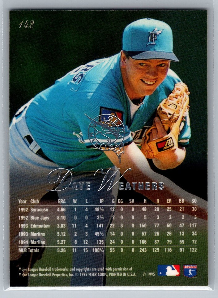 Dave Weathers 1995 Flair BASEBALL #142 Florida Marlins | eBay