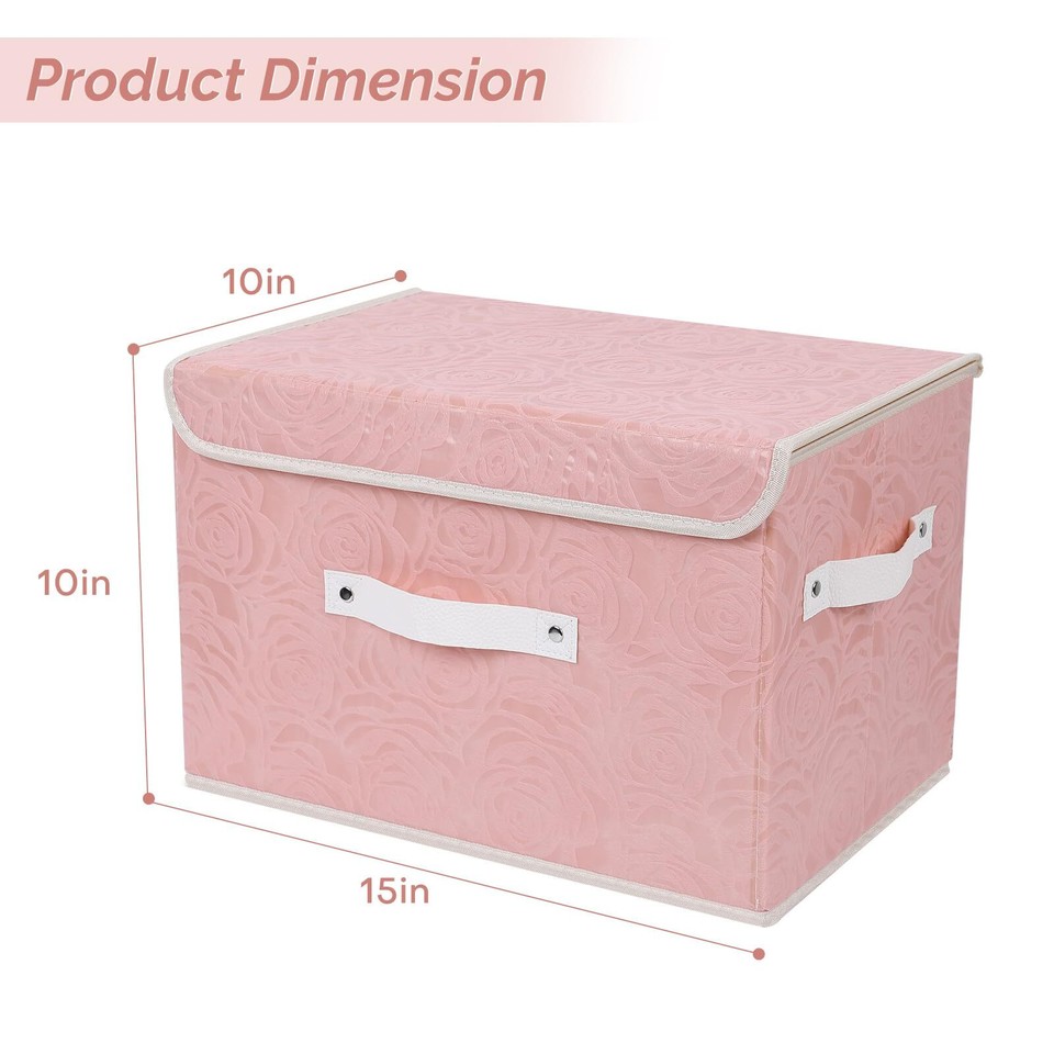 Cute Storage Bin Boxes With Lids Washable Decorative Storage Boxes Pink ...