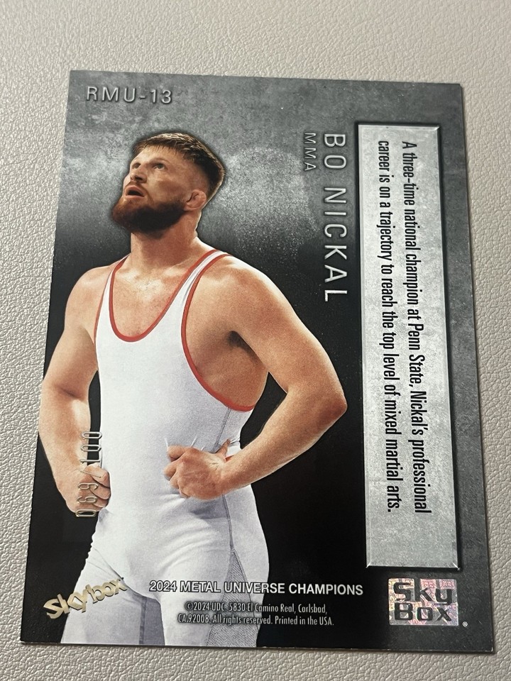 2024 SkyBox Metal Universe Champions Bo Nickal MMA Cards Red PMG /100 # ...