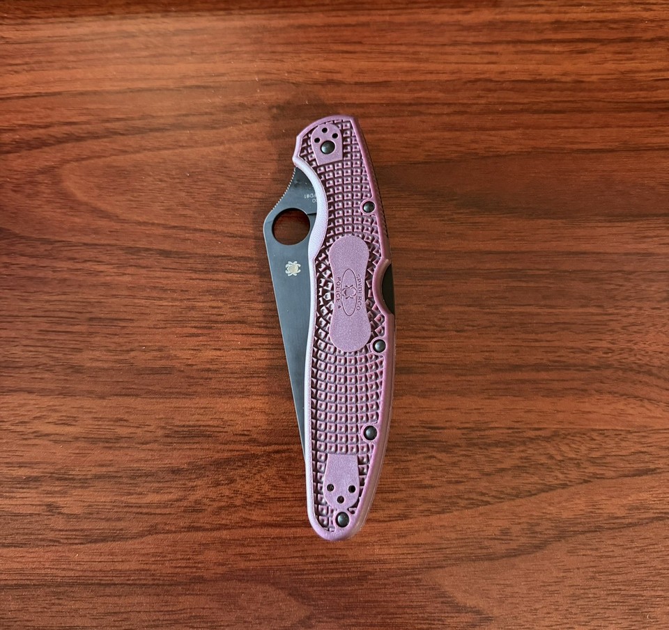 Spyderco Police 4 Sprint Run Micro-Melt PD#1 Black Blade Burgundy FRN ...