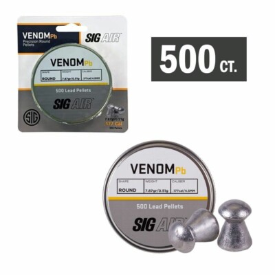 SIG SAUER AIR .177 CAL VENOM LEAD PELLETS AIRGUN AMMO ROUND PELLETS ...