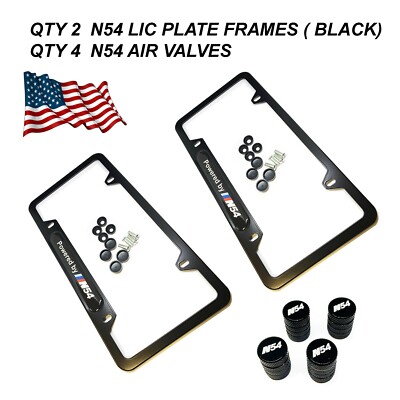 N54 License Frame and N54 valve caps both Real Metal (Black color) | eBay