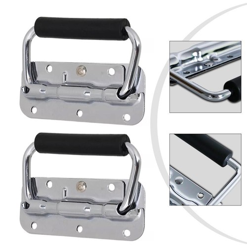 2pcs Chrome Plated Spring Loaded Handles with Rubber Grip for Toolboxes ...