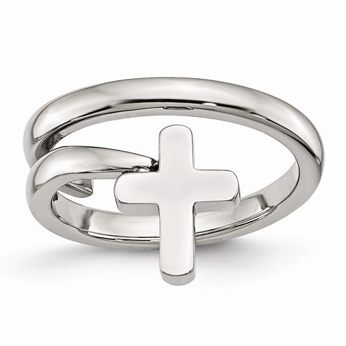 CHISEL BRAND POLISHED STAINLESS STEEL TWISTED CROSS RING - SIZE 6 | eBay