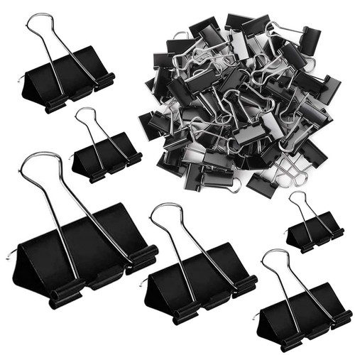 Binder Clips Paper Clamps 300 Pack Assorted Sizes (Black), Jumbo, Large ...