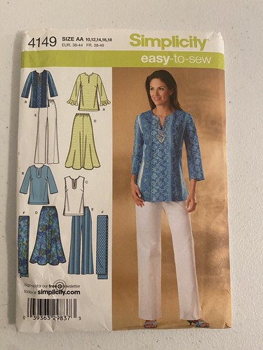 Simplicity 4149 Easy Sewing Pattern Tunic Pants Skirt Scarf Sz 10-18 ...