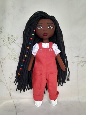Black rag doll with braids, African American doll, Handmade Brown Skin ...