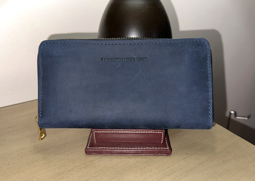 New PORTLAND LEATHER Large Accordion Zip Wallet Deep Water leather $118 ...