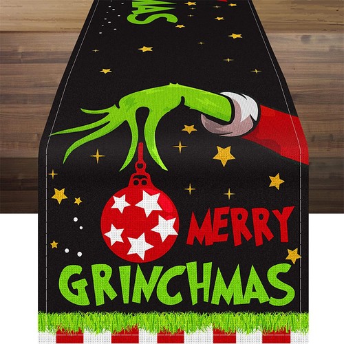 Christmas Grinch Table Runner Tablecloth Home Dinning Party Table Xmas ...