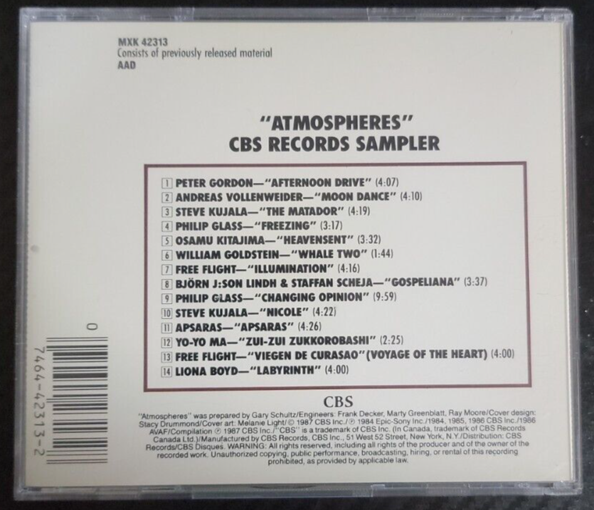 Atmospheres - CBS Records Sampler - Audio CD By Peter Gordon | eBay