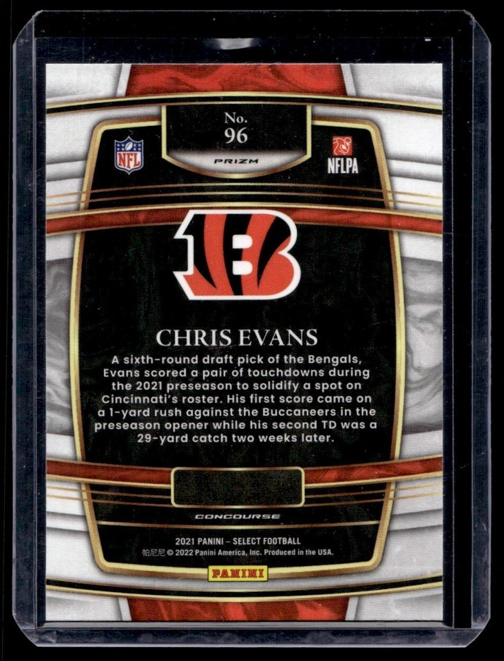 2021 Panini Select Silver Chris Evans Rookie G49 Cincinnati Bengals #96 ...