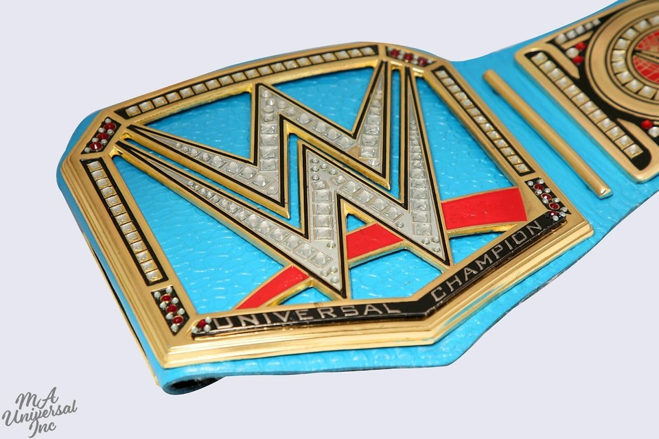 WWE SMACKDOWN UNIVERSAL CHAMPIONSHIP REPLICA BELT 4MM ZINC ADULT SIZE ...