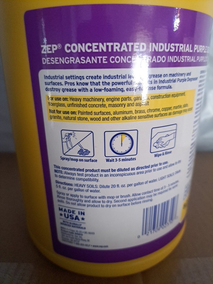 Zep Concentrated Industrial Purple Cleaner & Degreaser Concentrate, 128 ...