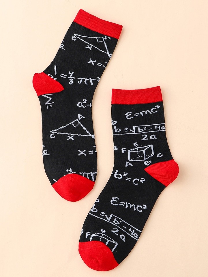 Science Math Pattern Crew Socks Funny Socks for Men Novelty Socks Funky ...