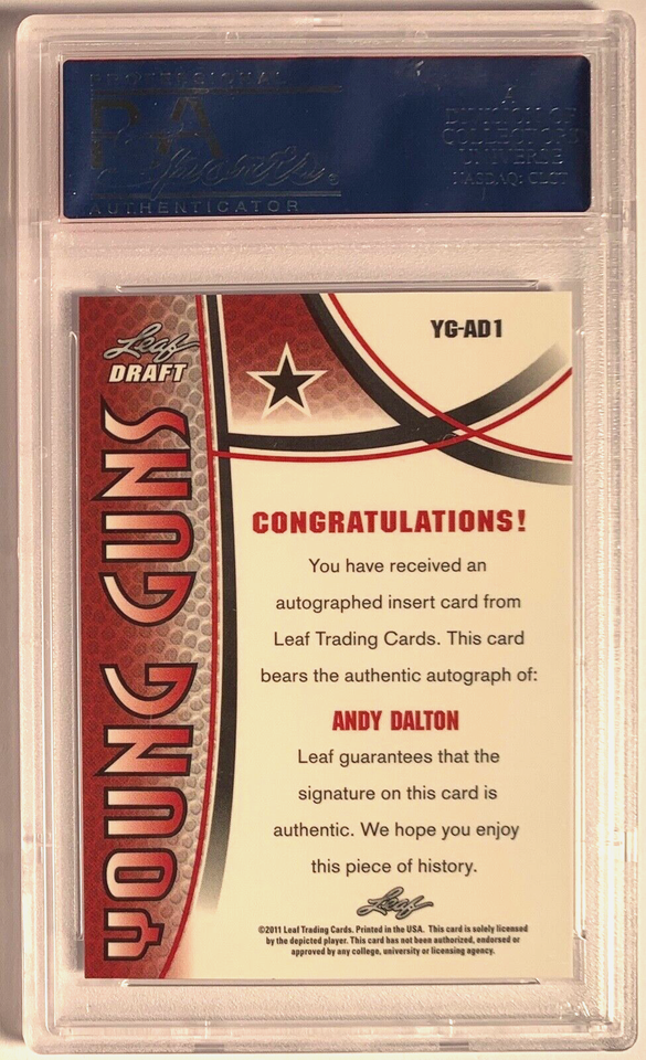 2011 Leaf Metal Draft Young Guns Silver Andy Dalton Auto RC/25 PSA 10 ...