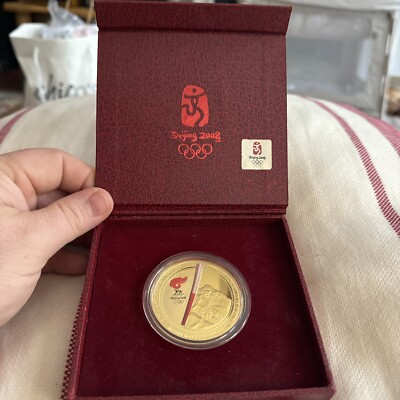 Official 2008 Beijing Olympic Commemorative Medallion Coin Flame Torch ...