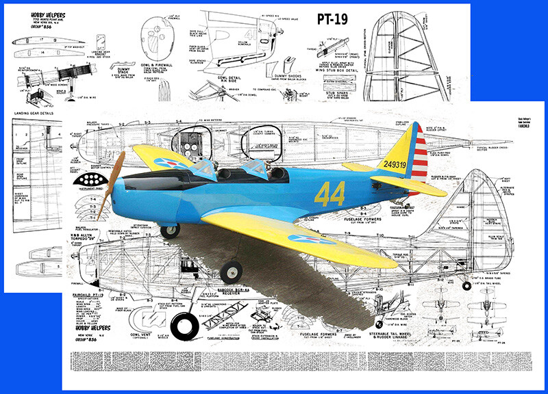Model Airplane Plan (RC): Fairchild PT-19 72" for .29 Engine by Chuck ...