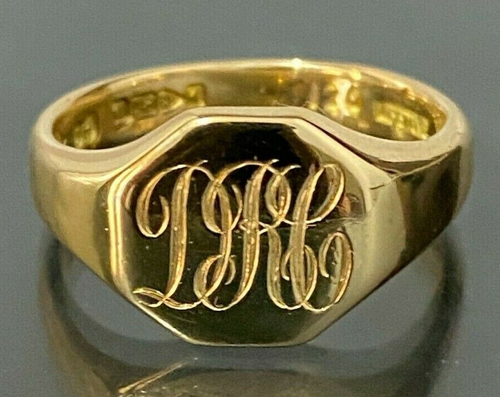 18K Yellow Gold "DRC" Initial Signet Ring Size R 1/2 - 8 7/8 | eBay ...