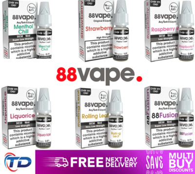 88 Vape E-Liquid | 10ml | 44 Flavours | All Strengths | 10 & 20 Packs ...