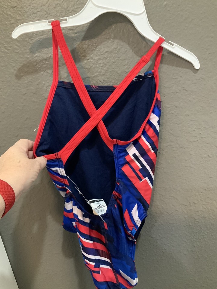 SPEEDO Pro LT Womens RED/WHITE/BLUE/STARS One Piece Swim Suit Size 6/32 ...