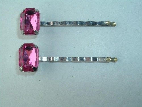 PINK PLASTIC GEM BOBBY PINS HAIR PIN BARRETTES | eBay
