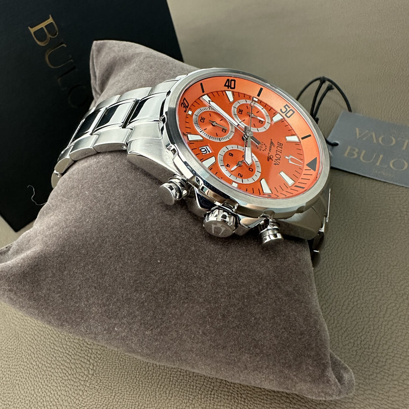 Bulova 96B395 Men's Marine Star/Orange Dial 6-Hand Chronograph Quartz ...