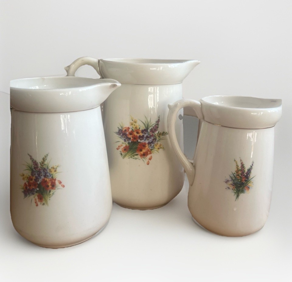 Vintage Antique Jug Set England Falcon Ware Hand Painted Floral Design ...