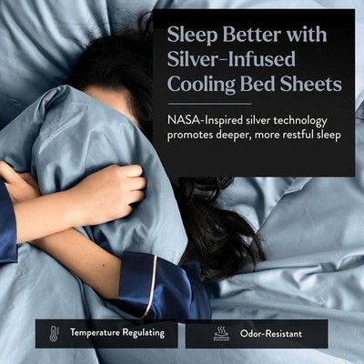 NEW Miracle Made Cotton Bed Sheets NASA Cooling SLATE BLUE Sheet Set ...