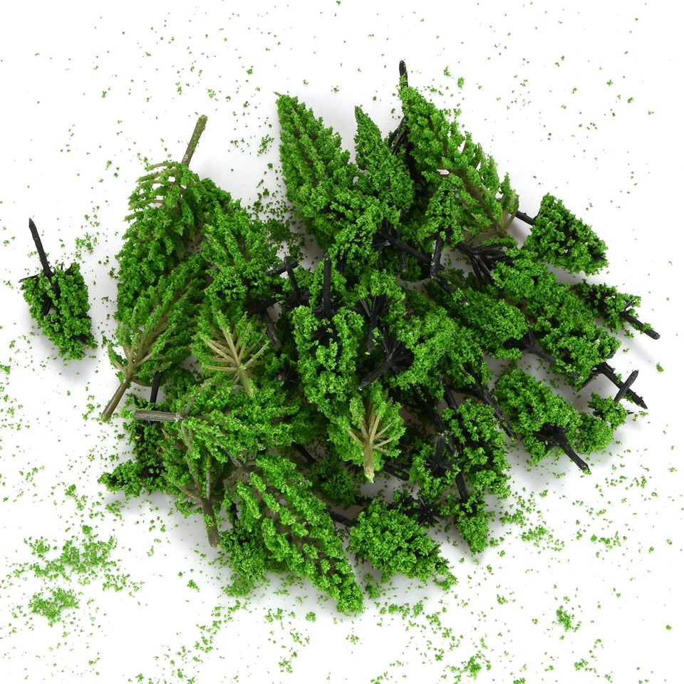 50PCS Miniature Trees Model Train Railroad Wargame Scenery Landscape ...
