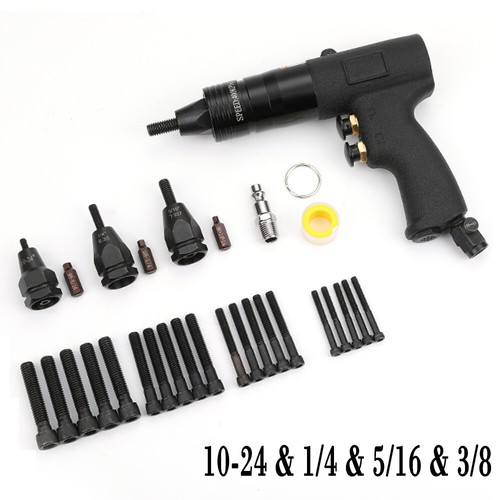 Pneumatic Rivet Nut Gun Rivnut Setting Gun W/10-24", 1/4", 5/16", 3/8 ...