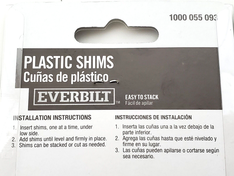 Lot of 2 Packs of 4 Everbilt Easy To Stack Plastic Toilet Shims | eBay