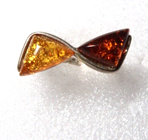 VINTAGE STERLING SILVER MULTI COLOR BALTIC AMBER RING ~ SIZE: 6.75 | eBay