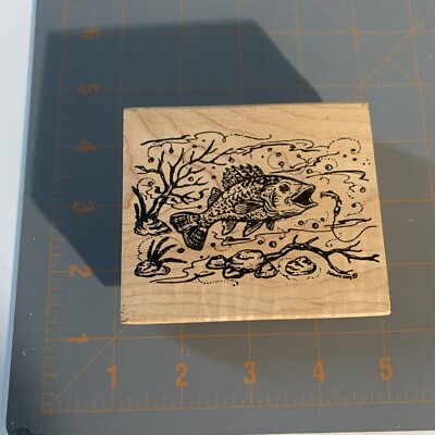 Trout Fish Swimming Scene Nature Rubber Stamp by Northwoods Card Making ...