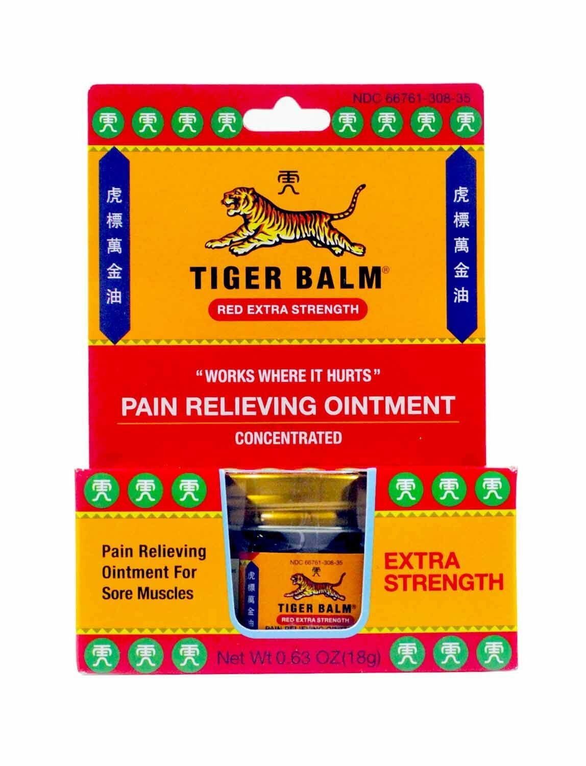 Tiger Balm RED EXTRA STRENGTH PAIN RELIEVING OINTMENT Concentrated SORE ...