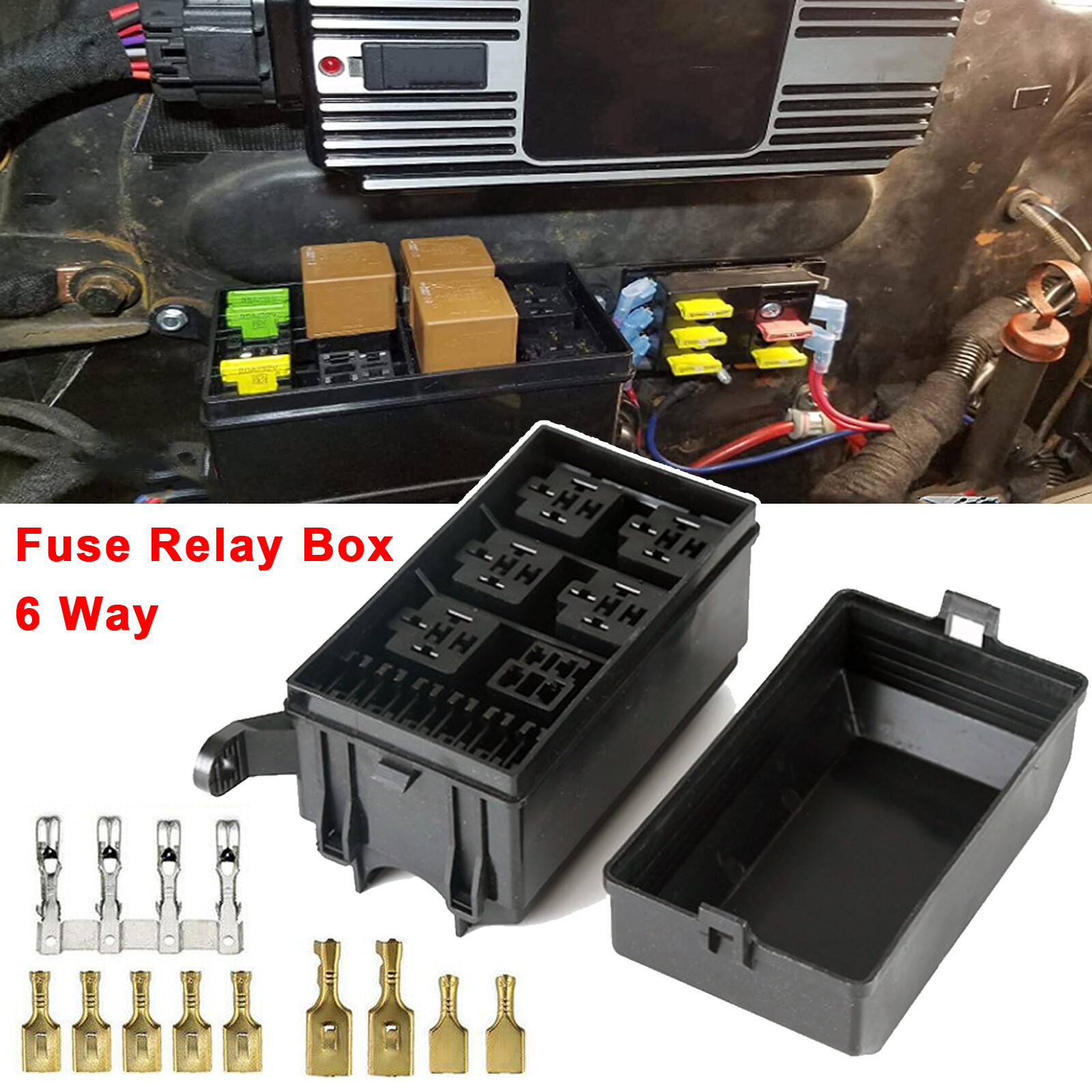 Car Fuse Relay Box 12-Slot Relay Fuse Block Holds 6 ATC/ATO 6 Relays ...