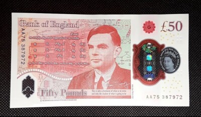 RARE AA 75 387972 Alan Turing UK John £50 Pound Bank Note EXCELLENT ...