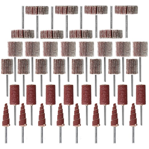40 PCS Abrasive Flap Wheel Sander,80 Grit 3mm Shank Diameter Cone Shape ...