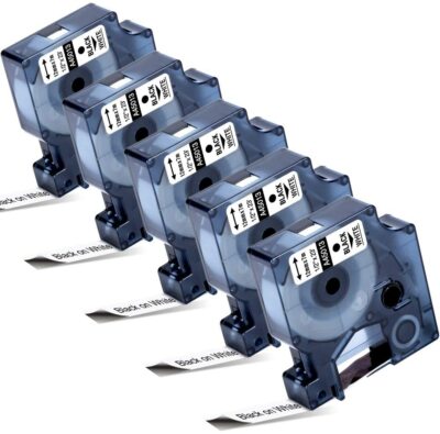 5X 45013 S0720530 Label Tape Compatible for Dymo 12mm Black on White ...