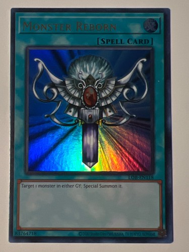 MISPRINT Yu-Gi-Oh Card 25th Anniversary - LOB-EN118 MONSTER REBORN NM ...