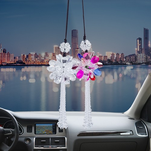 2Pcs Car Rearview Mirror Flower Pendant Hanging Ornament Car Decor ...