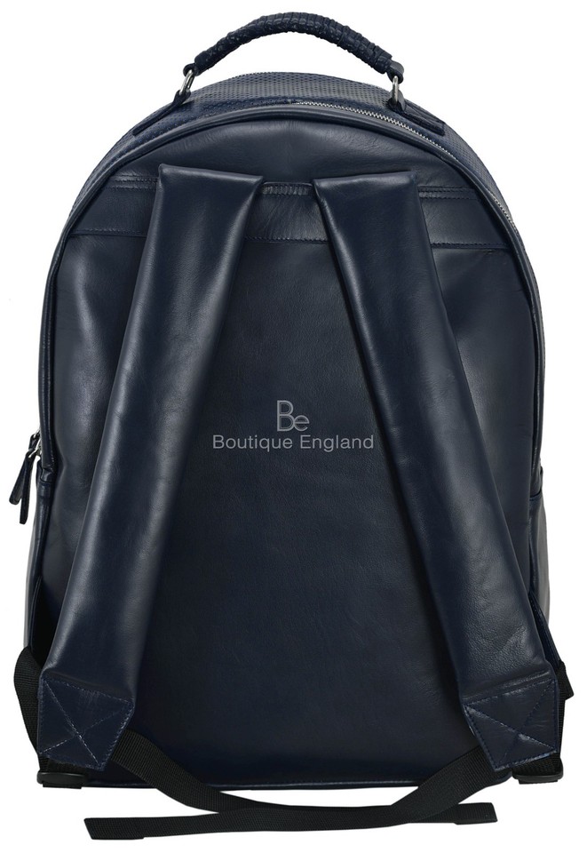 Union Jack Leather Backpack Navy Blue Perforated Classic Style 100% ...