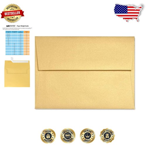 Premium A7 Gold Metallic Envelopes - 500 Count | Perfect for Weddings ...