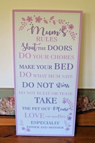 Mums Rules Hanging Sign Plaque Home Wall Decor Gift Present | eBay ...