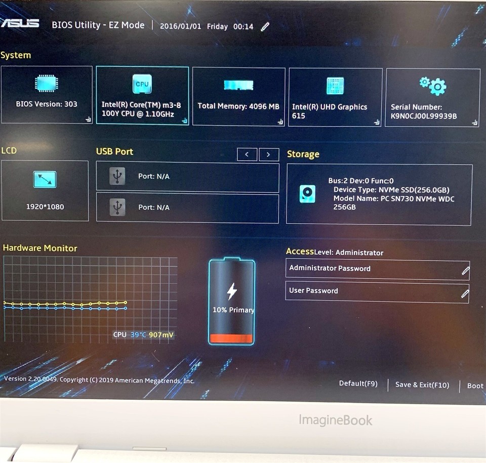 Asus ImagineBook MJ401T 14" FHD Intel M3-8100Y 1.10GHz 4GB 256GB NVMe ...